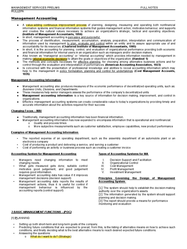 1 - Fundamentals of Management Accounting and Cost Concepts | Download Free PDF | Management ...