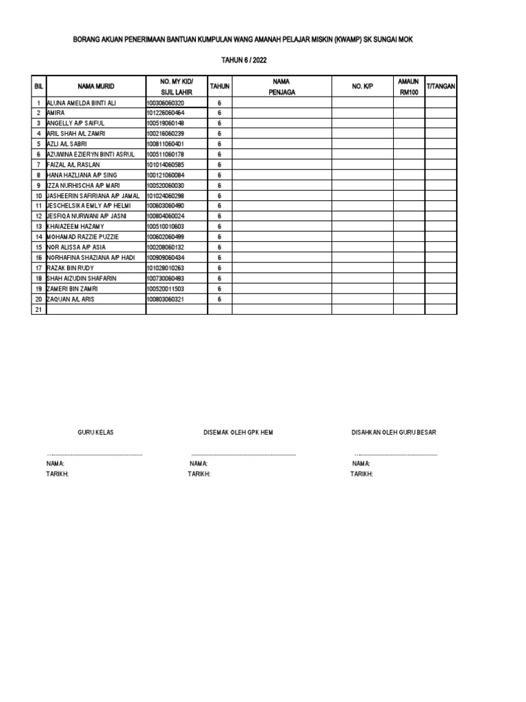 Penerimaan Bantuan KWAMP 2023 | PDF