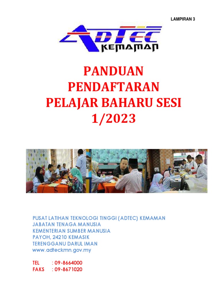 Panduan Pendaftaran Pelajar ADTEC Kemaman Sesi 1.2023 | PDF