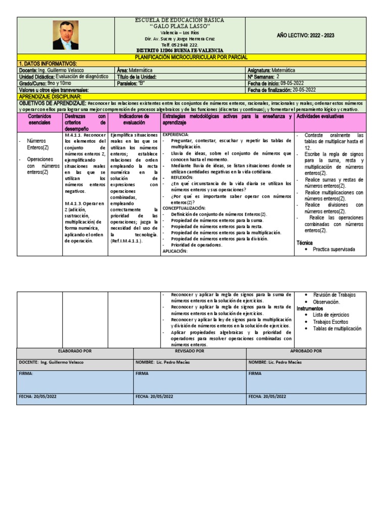 PLANIFICACIONES DIAGNÓSTICO 9vo-10mo EGB B - 2022-2023 | PDF