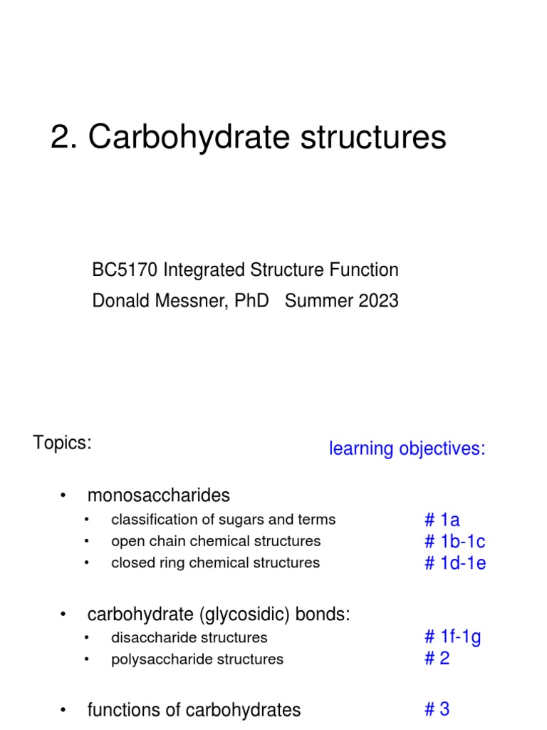 2 CHO Structures Slides | PDF | Carbohydrates | Glucose