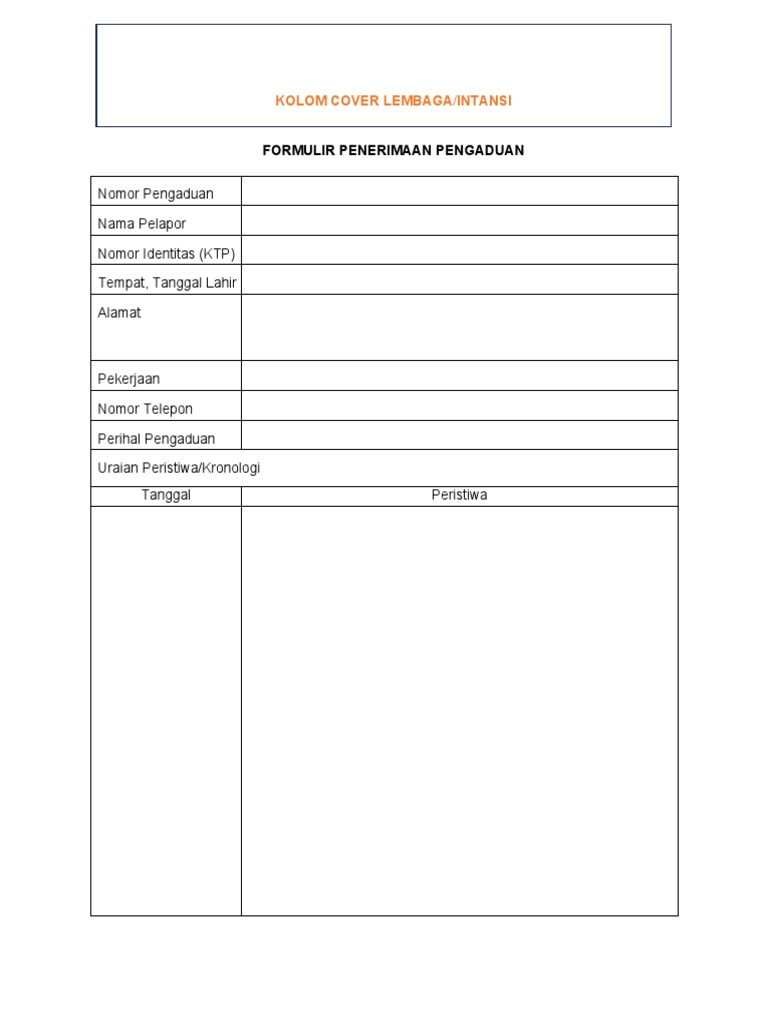 Z1 Contoh Formulir Pengaduan | PDF