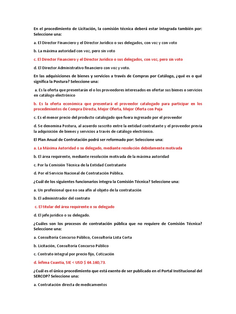 Banco de Preguntas SNCP Examen Sercop | PDF | Economias | Business