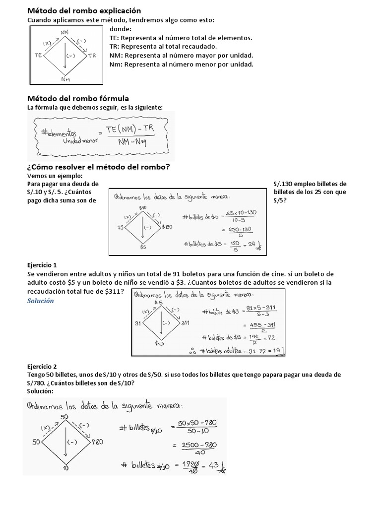 Método del rombo: Ejercicios y soluciones | PDF