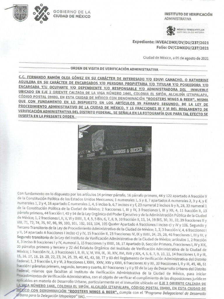 Visita de Verificacion Expediente Invea | PDF