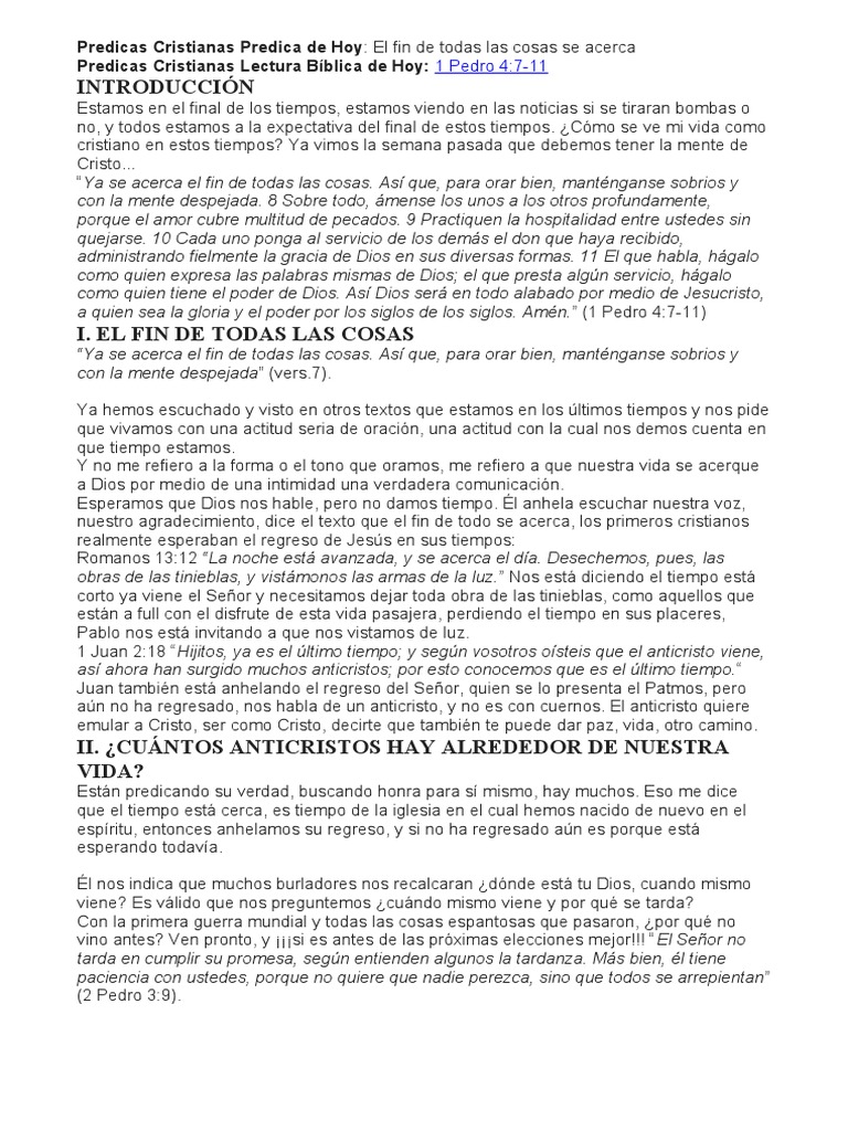 Predicas Cristianas Predica de Hoy | PDF