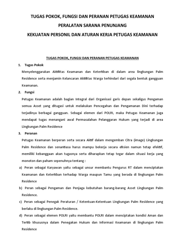 Contoh Tupoksi Petugas Keamanan | PDF | Bisnis