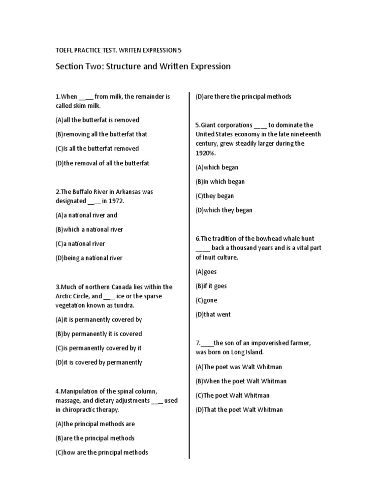 TOEFL Practice Test 5 | PDF