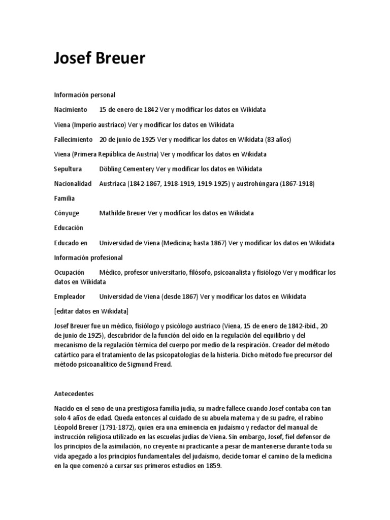 Josef Breuer | PDF | Sicología