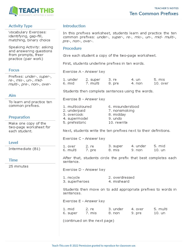 Ten Common Prefixes | PDF