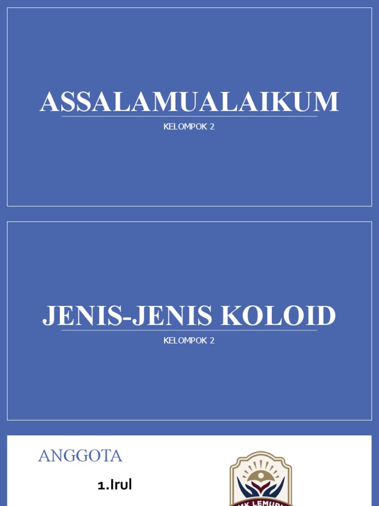 Jenis-Jenis Koloid Kelompok 2 | PDF