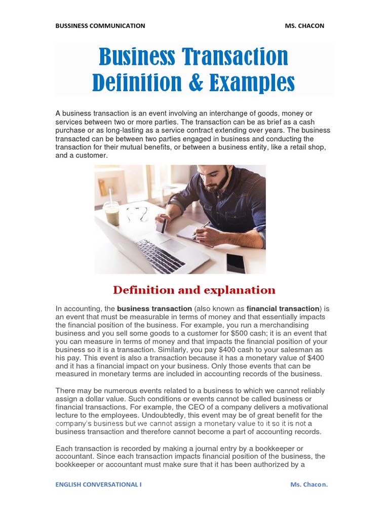 Business Transaction Definition | PDF | Financial Transaction | Cash