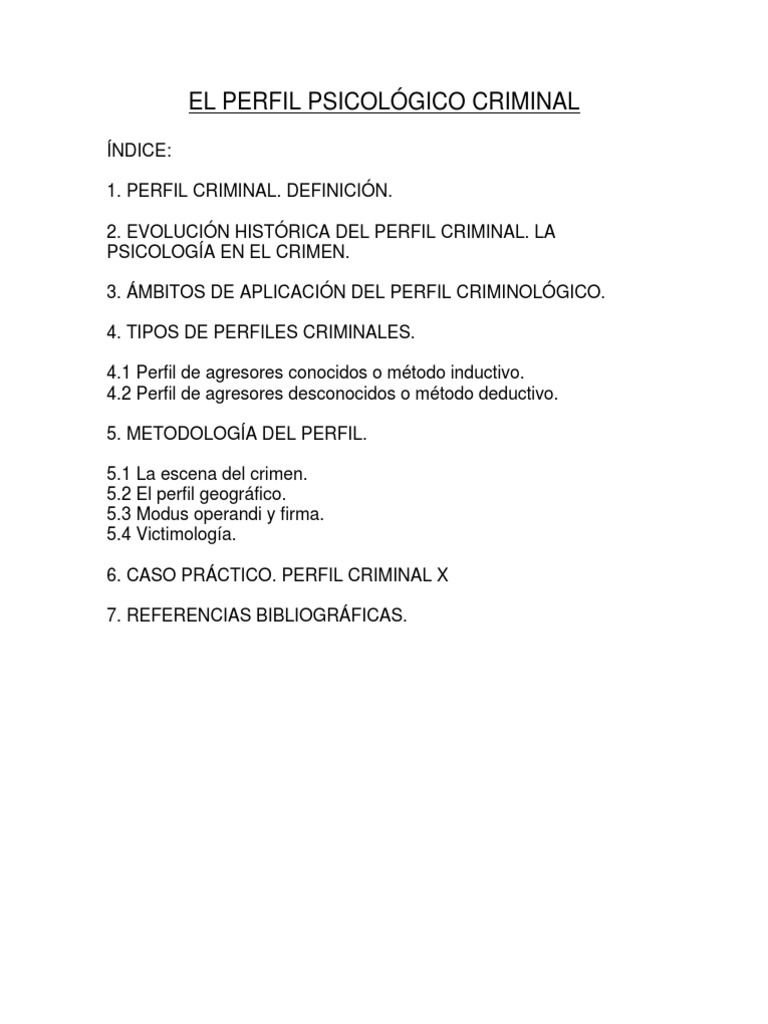 El Perfil Psicológico Criminal | PDF | Asesino en serie | Perfil del delincuente