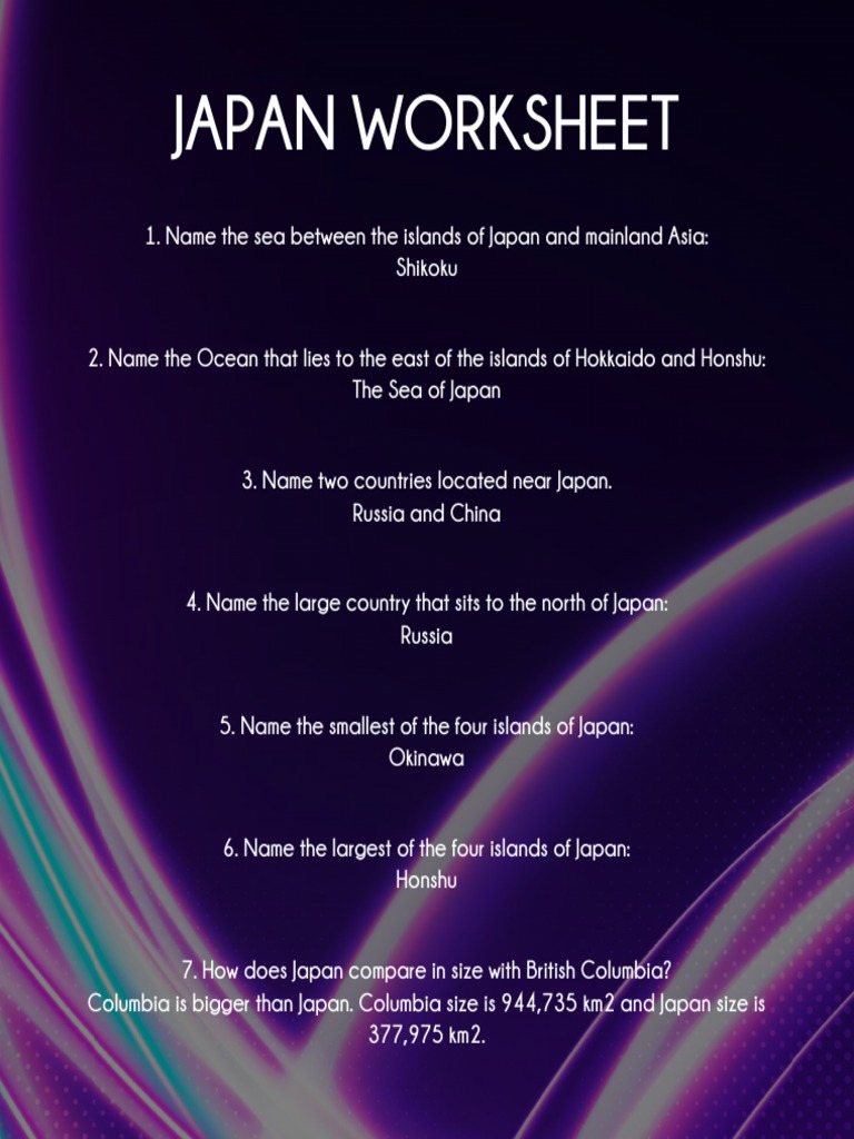 Japan Worksheet | PDF | Travel