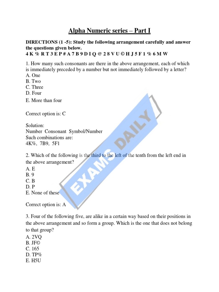 Alpha Numeric Series | PDF