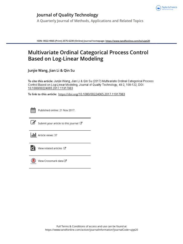 Multivariate Ordinal Categorical Process Control Based On Log Linear Modeling | PDF ...