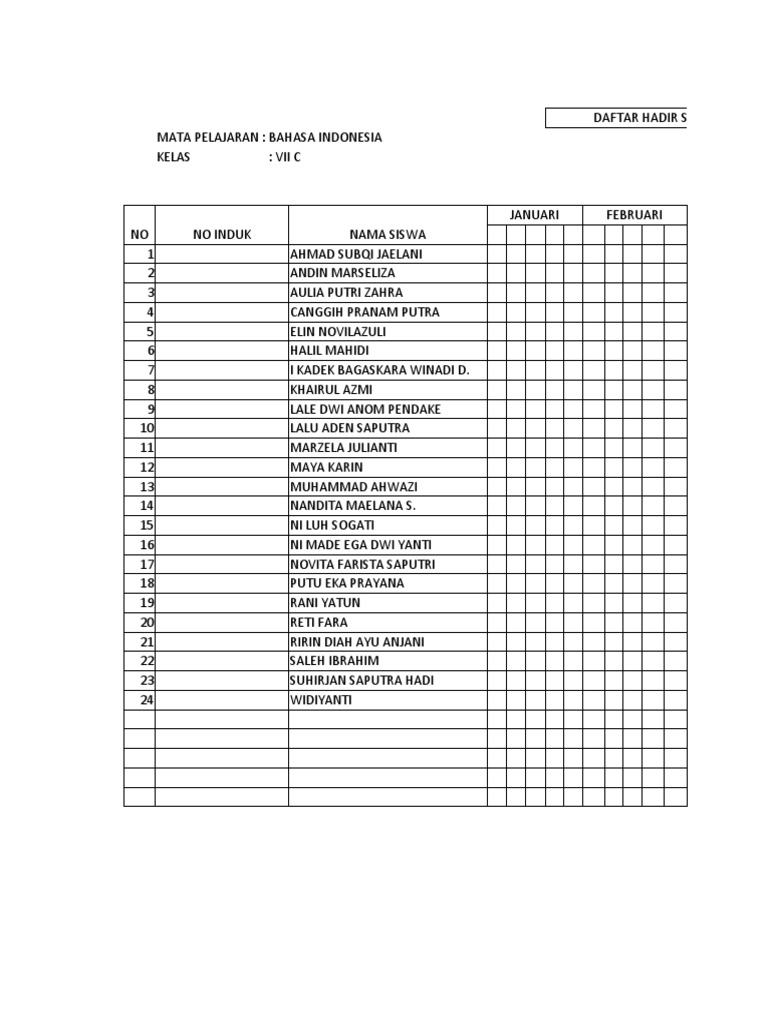 Lembar Penilaian Dan Absensi | PDF