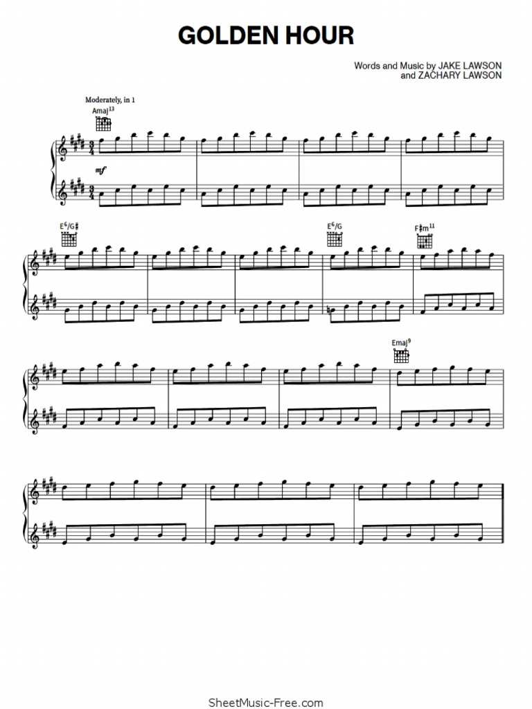 Golden Hour Sheet Music JVKE | PDF