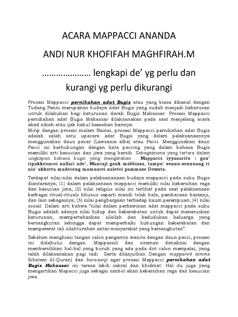 Acara Mappacci Ananda | PDF