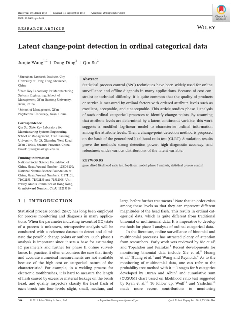 Latent Change Point Detection in Ordinal Categorical Data | PDF | Type ... Latent Change Point Detection in Ordinal Categorical Data | PDF | Type ...