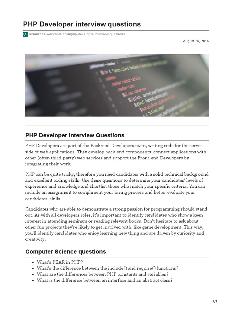 PHP Developer Interview Questions Guide | PDF | Php | World Wide Web