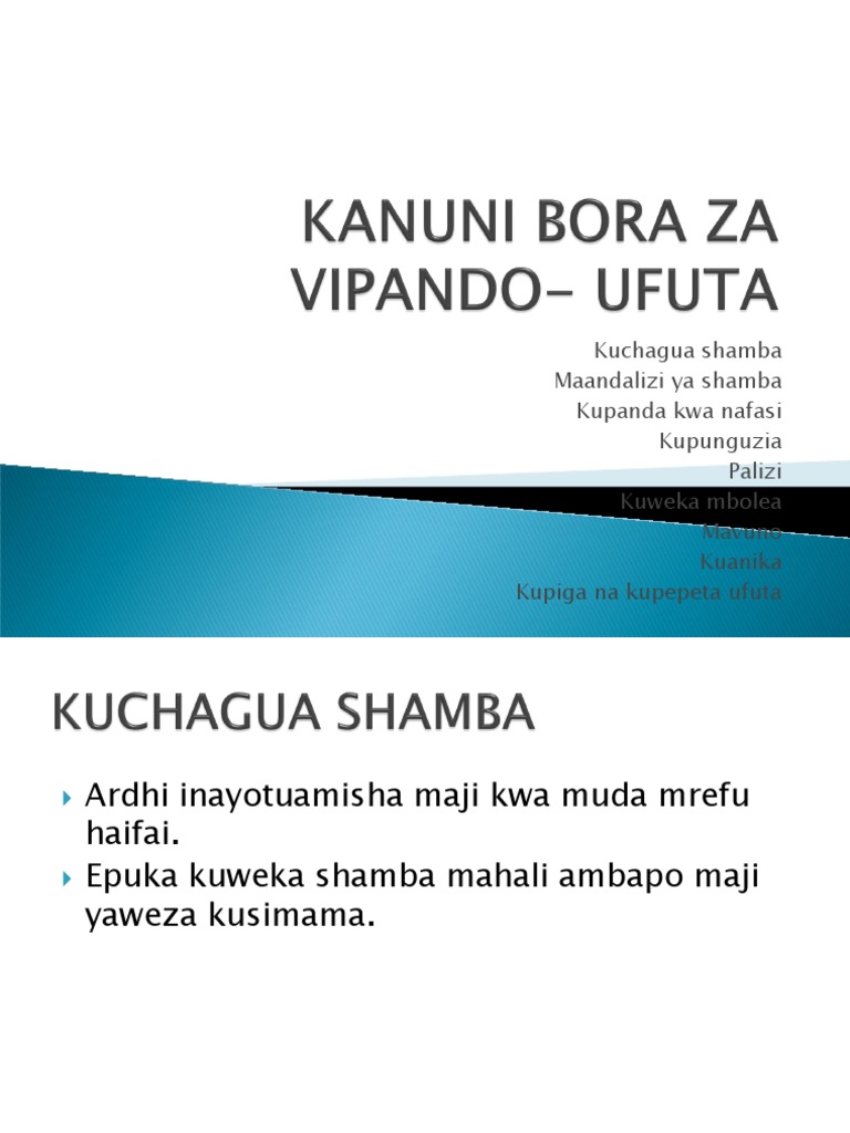 Kanuni Bora Za Vipando - Ufuta. Agakhan-1 | PDF