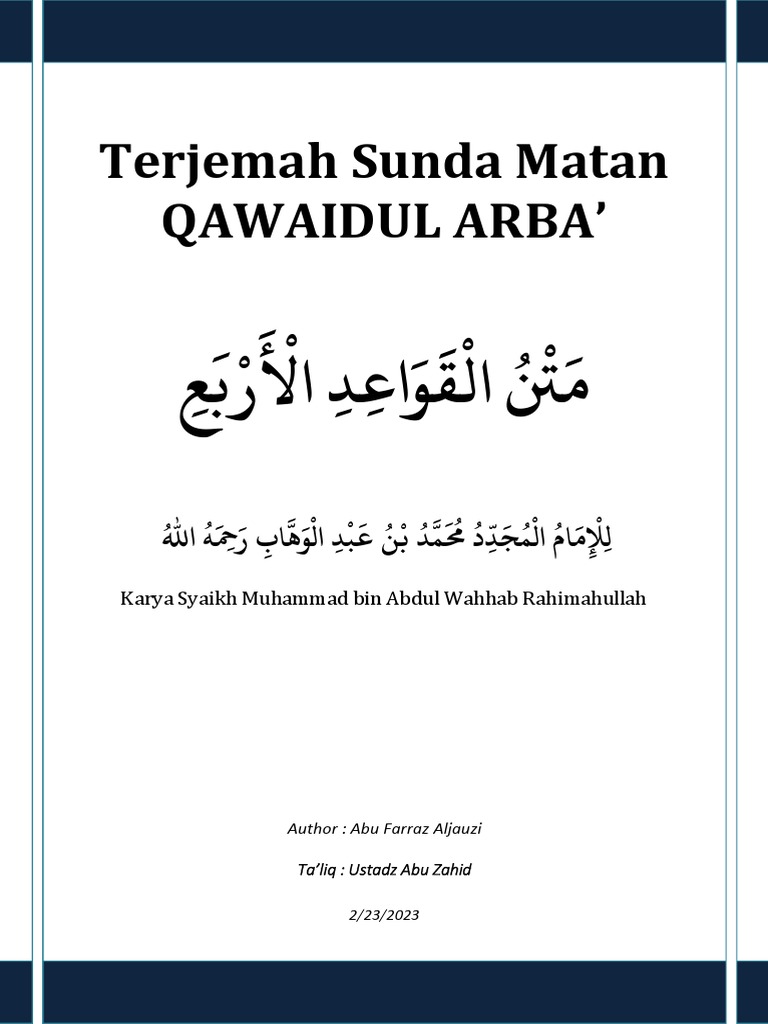 Tarjamah Sunda Matan Qawaidul Arba | PDF Tarjamah Sunda Matan Qawaidul Arba | PDF