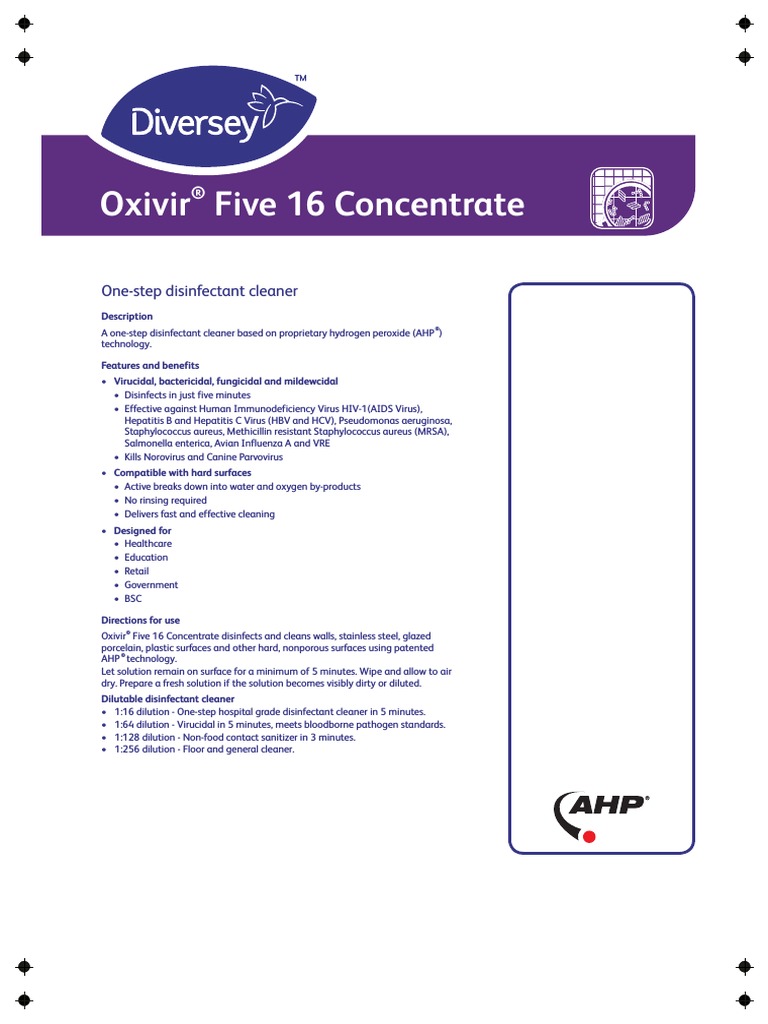 Pis - Oxivir Five 16 Concentrate | PDF | Disinfectant | Microbiology