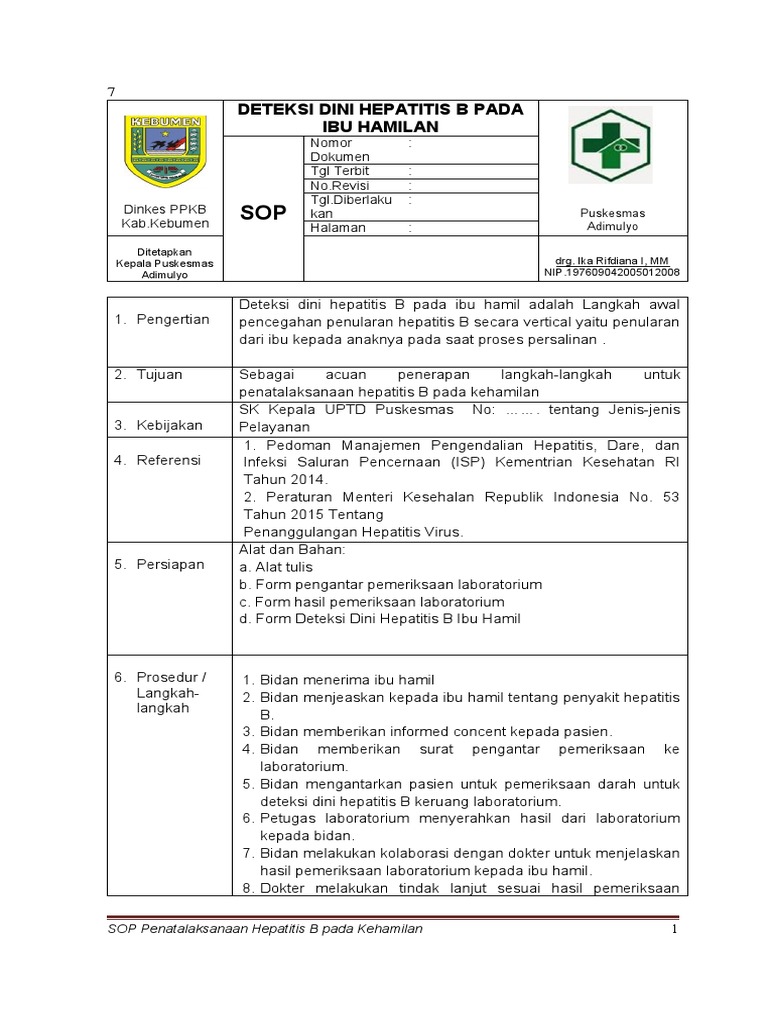 SOP - KIA Hepatitis B | PDF