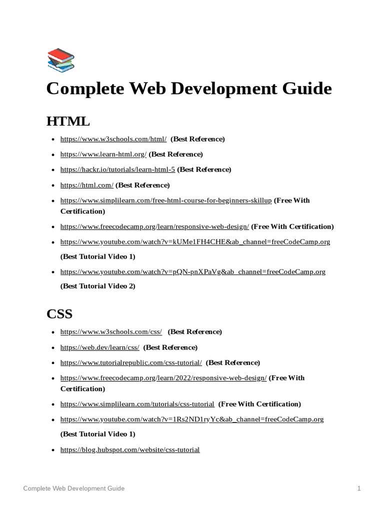 Complete Web Development Resource Guide | PDF | World Wide Web | Internet & Web