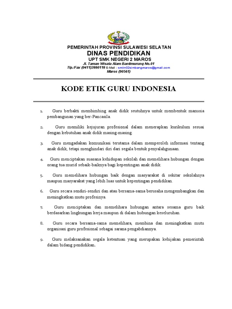 1-Kode Etik Guru Indonesia-PPTP - B2 PRINT | PDF
