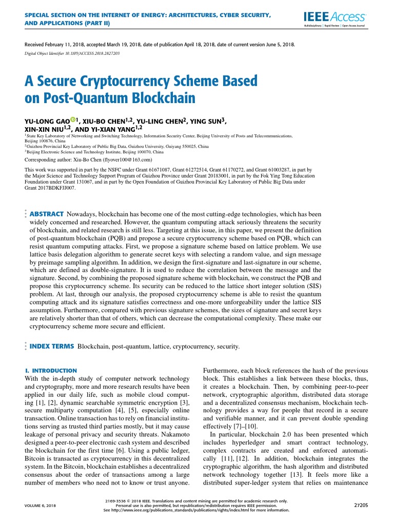 A Secure Cryptocurrency Scheme Based On Postquantum Blockchain Pdf 