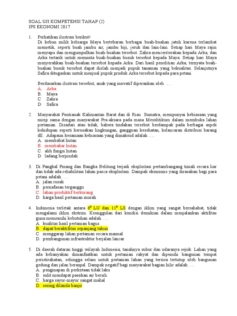 Soal Ekonomi Uji Kompetensi (2) Latihan | PDF