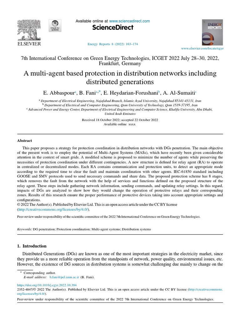 A Multi-Agent Based Protection in Distribution Networks Including | PDF | Computer Network ...