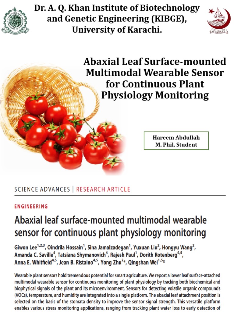 Abaxial Leaf Surface-Mounted Multimodal Wearable Sensor For Continuous Plant Physiology ...