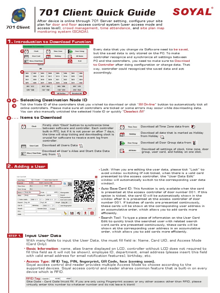 Soyal 701 Client Quick Start V201029 | PDF | Access Control | Personal ...