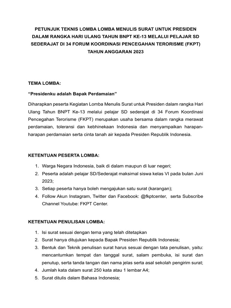 Juknis Lomba Lomba Menulis Surat Pdf