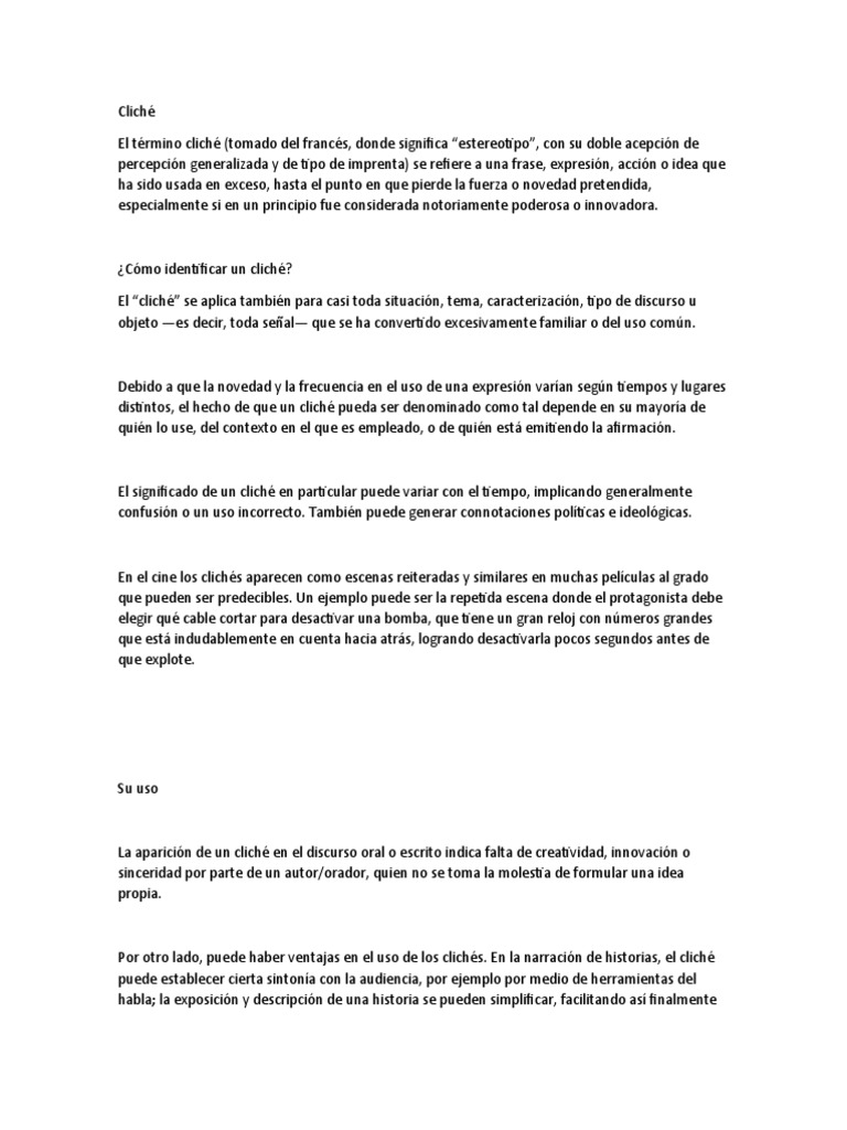 Definición y ejemplos de cliché | PDF