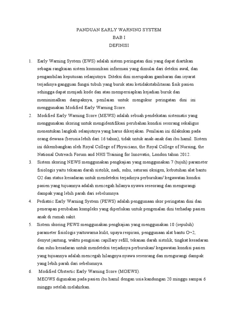 Panduan Early Warning System | PDF