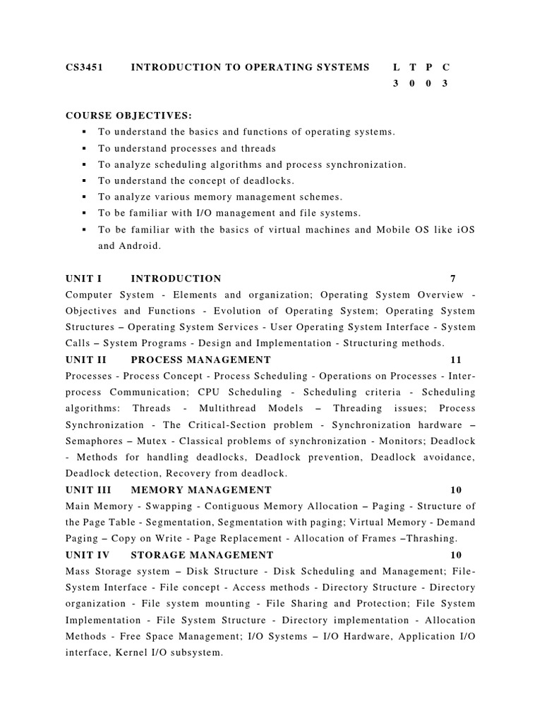 CS3451 Os | PDF | Process (Computing) | Operating System CS3451 Os | PDF | Process (Computing) | Operating System
