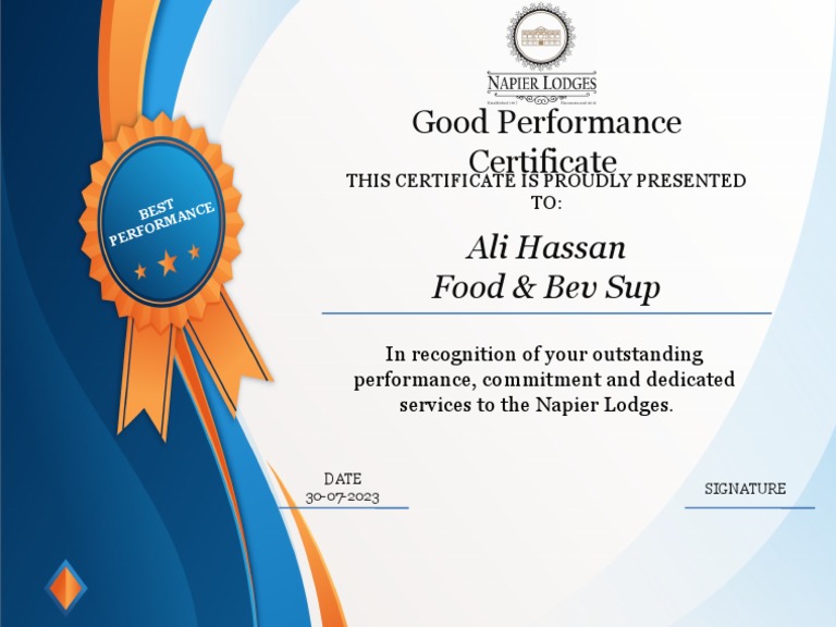 Good Performance Certificate | PDF