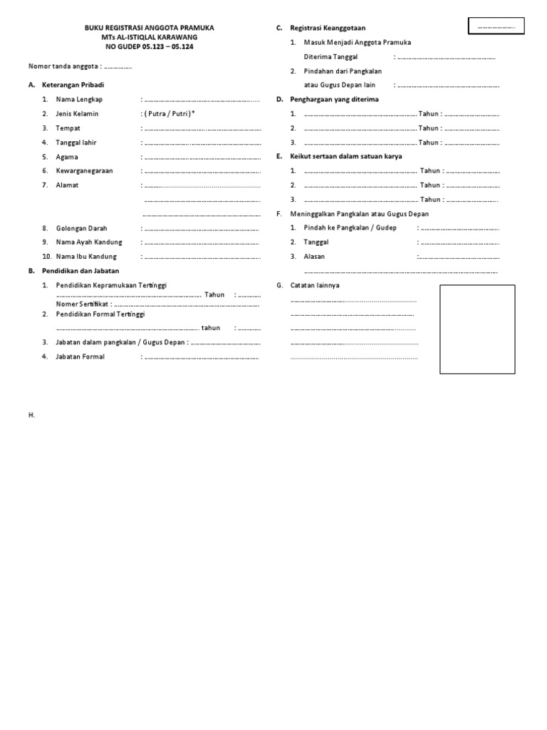 Buku Registrasi Anggota Pramuka | PDF