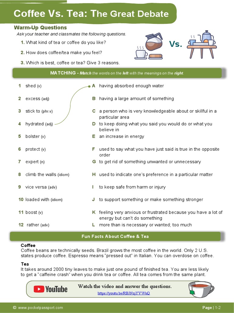 Coffee vs. Tea: Discussion Questions | PDF | Coffee