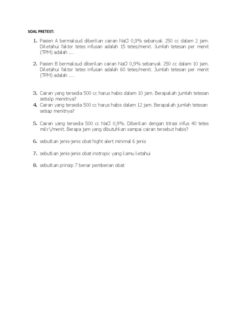 SOAL Menghitung Cairan Infus | PDF