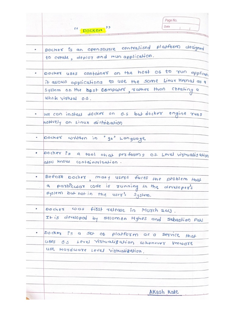 Docker Handwritten Notes | PDF
