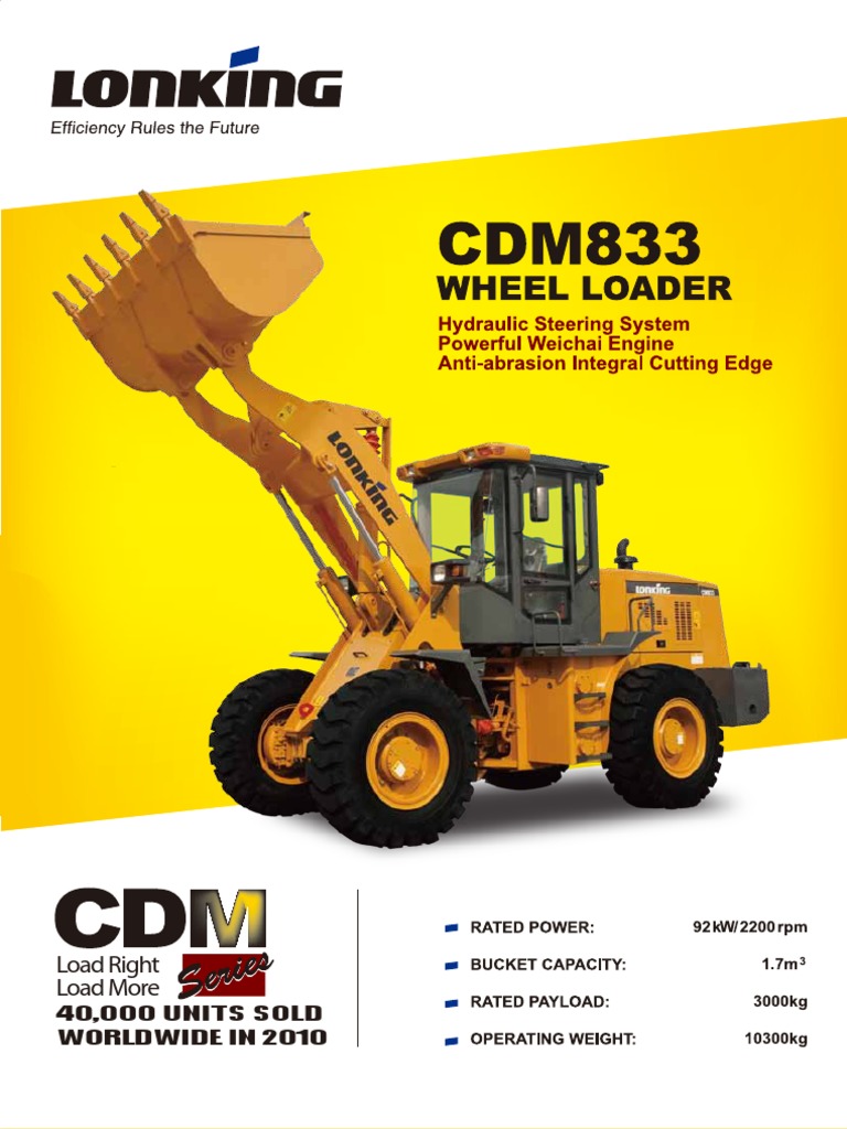 Lonking CDM833 Wheel Loader Specs | PDF | Axle | Brake