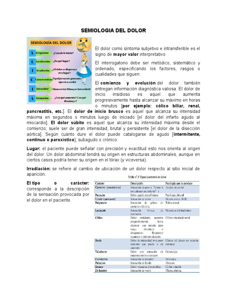 Semiologia Del Dolor | PDF | Dolor | Infarto de miocardio