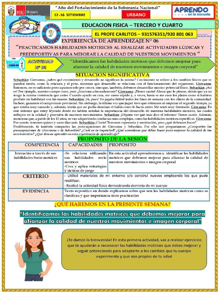 Experiencia de Aprendizaje #06 - Actividad #01 - 3ero y 4to-Educacion Fisica - 00001 | PDF