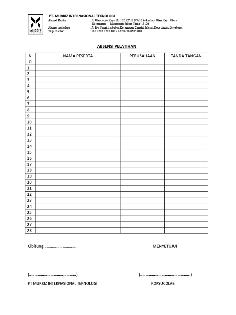 ABSENSI PELATIHAN | PDF