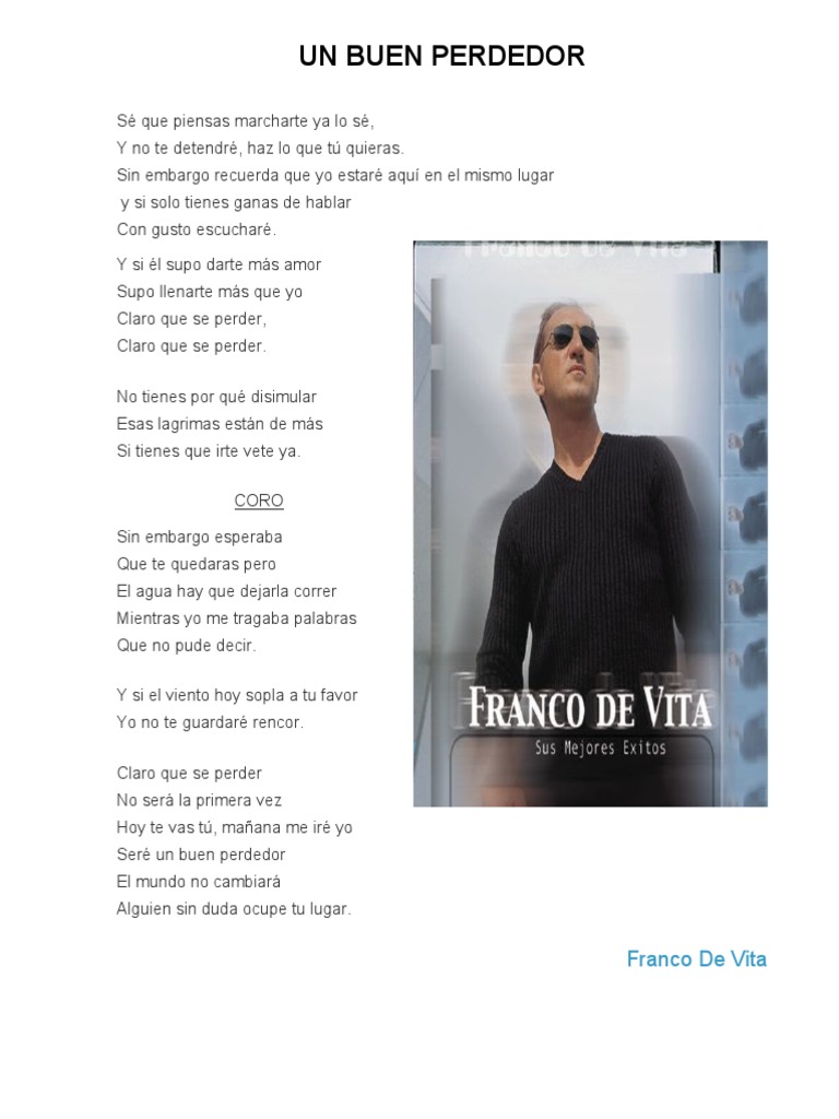 Un Buen Perdedor Franco de Vita | PDF